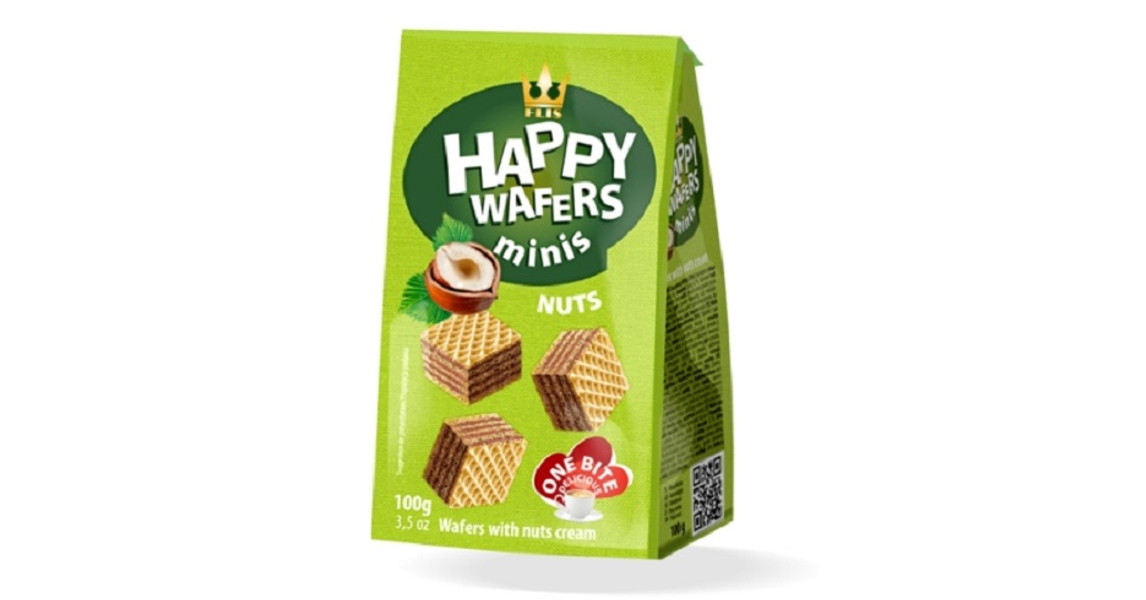Happy Wafers Minis 100G Mogyoró - Édesség webáruház - sixi.hu